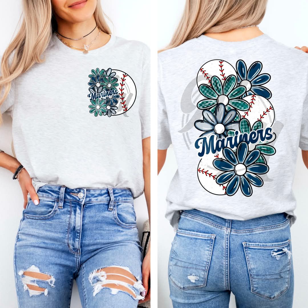 Mariners - DTF TRANSFER (MMD A25 baseball floral) – WickedRebelSouls