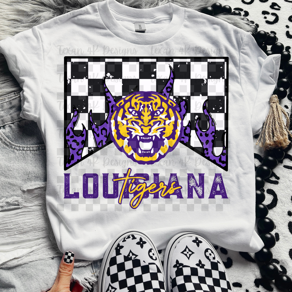 LSU Tigers checkered - DTF TRANSFER (T4KD) – WickedRebelSouls