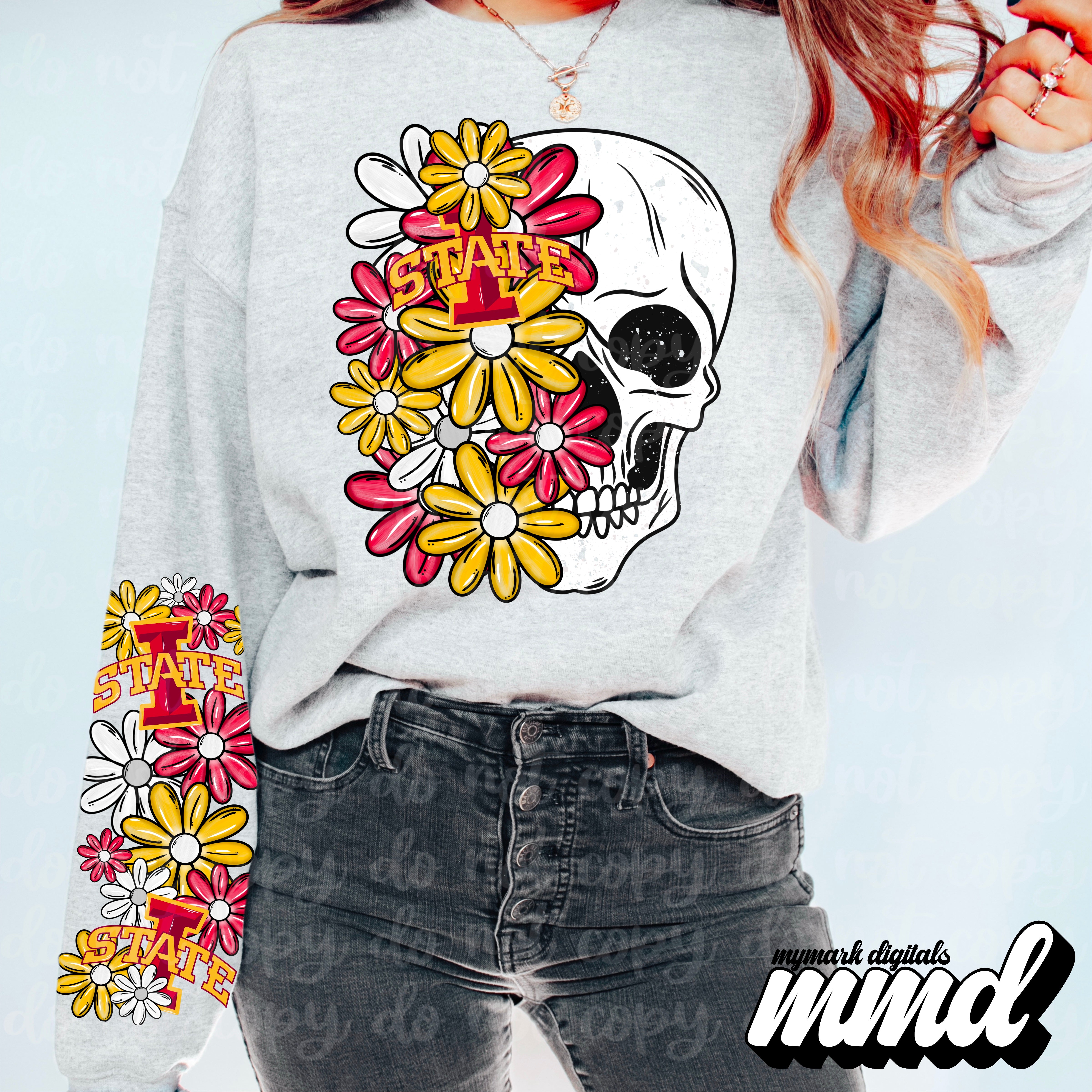 Skellie Iowa State - DTF TRANSFER (floral letters & skellies & sleeves ...