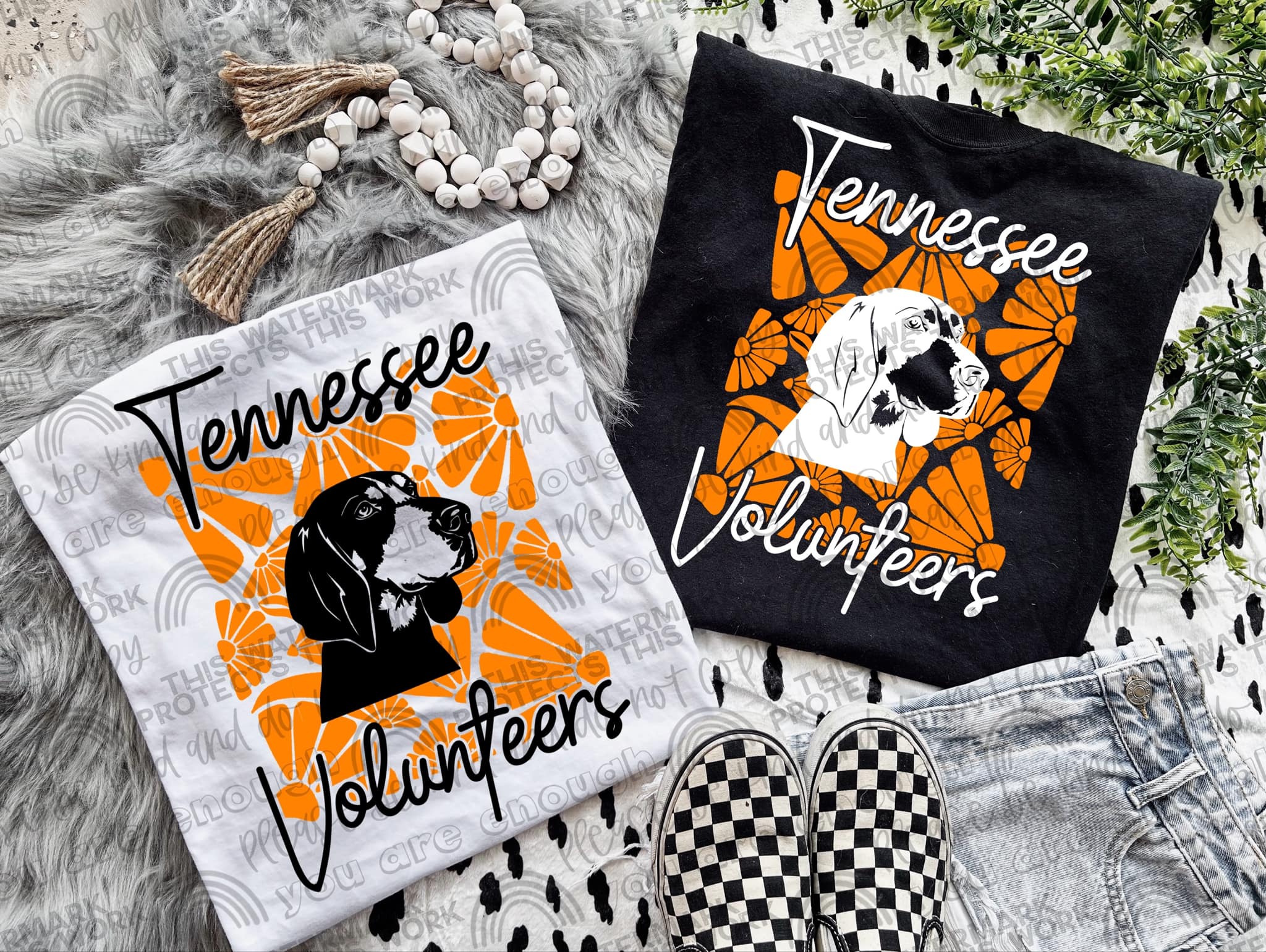 T Volunteers ; Retro groovy flowers EXCLUSIVE - DTF TRANSFER ...