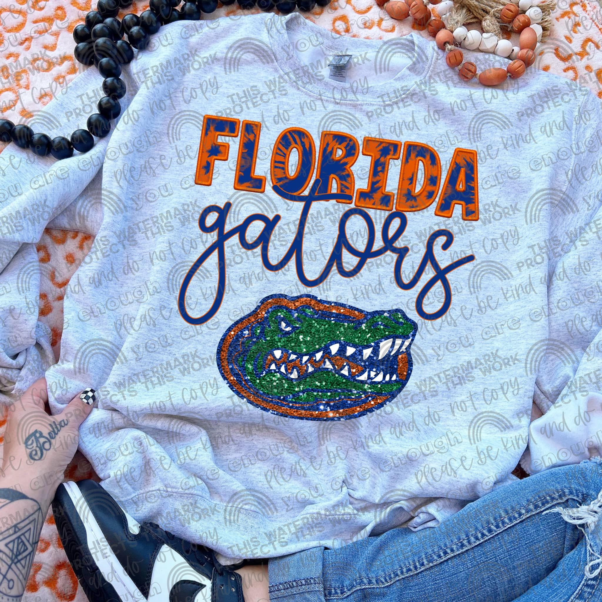 Florida Gators - faux embroidery & glitter tie dye - DTF TRANSFER (HD ...
