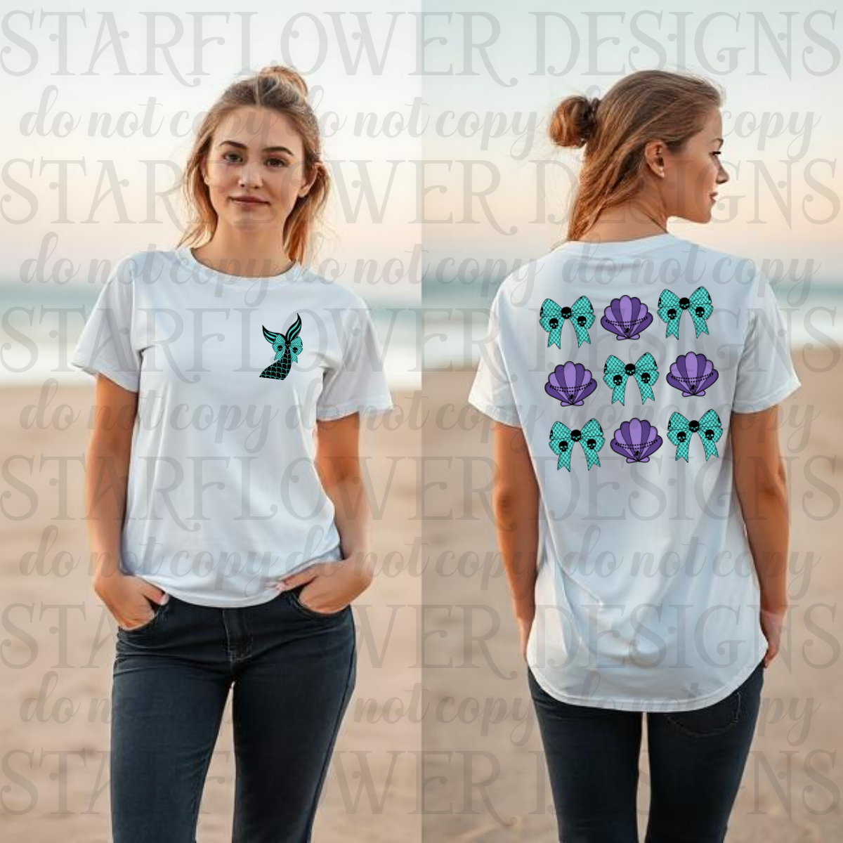 Spooky Mermaid- DTF TRANSFER (Spooky Summer Collab) – WickedRebelSouls