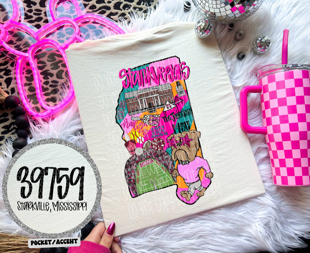 Starkvegas, Mississippi colorful state mascot collage - DTF TRANSFER ...